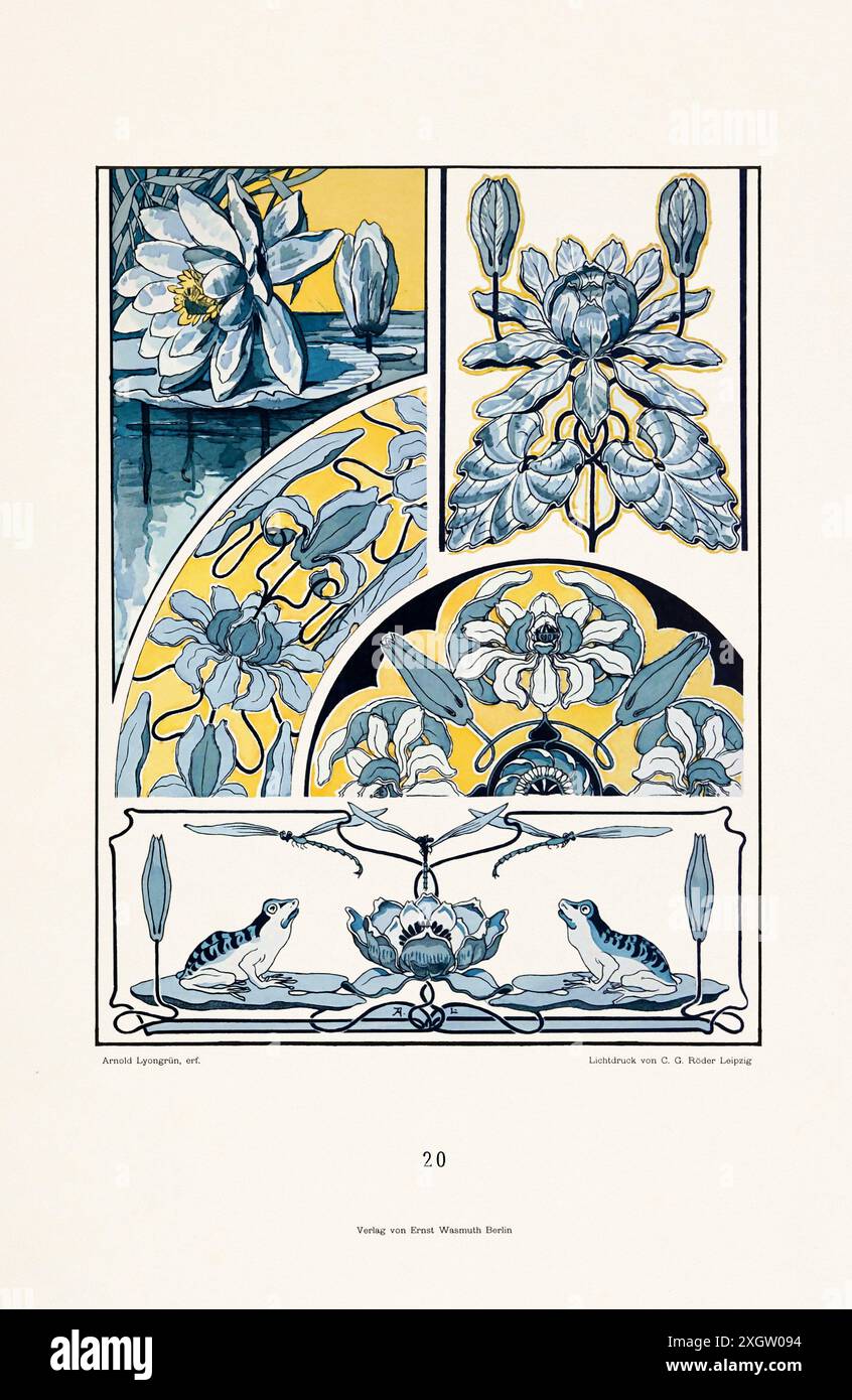 Vintage floral design in Art Nouveau style. Illustration from a German ...