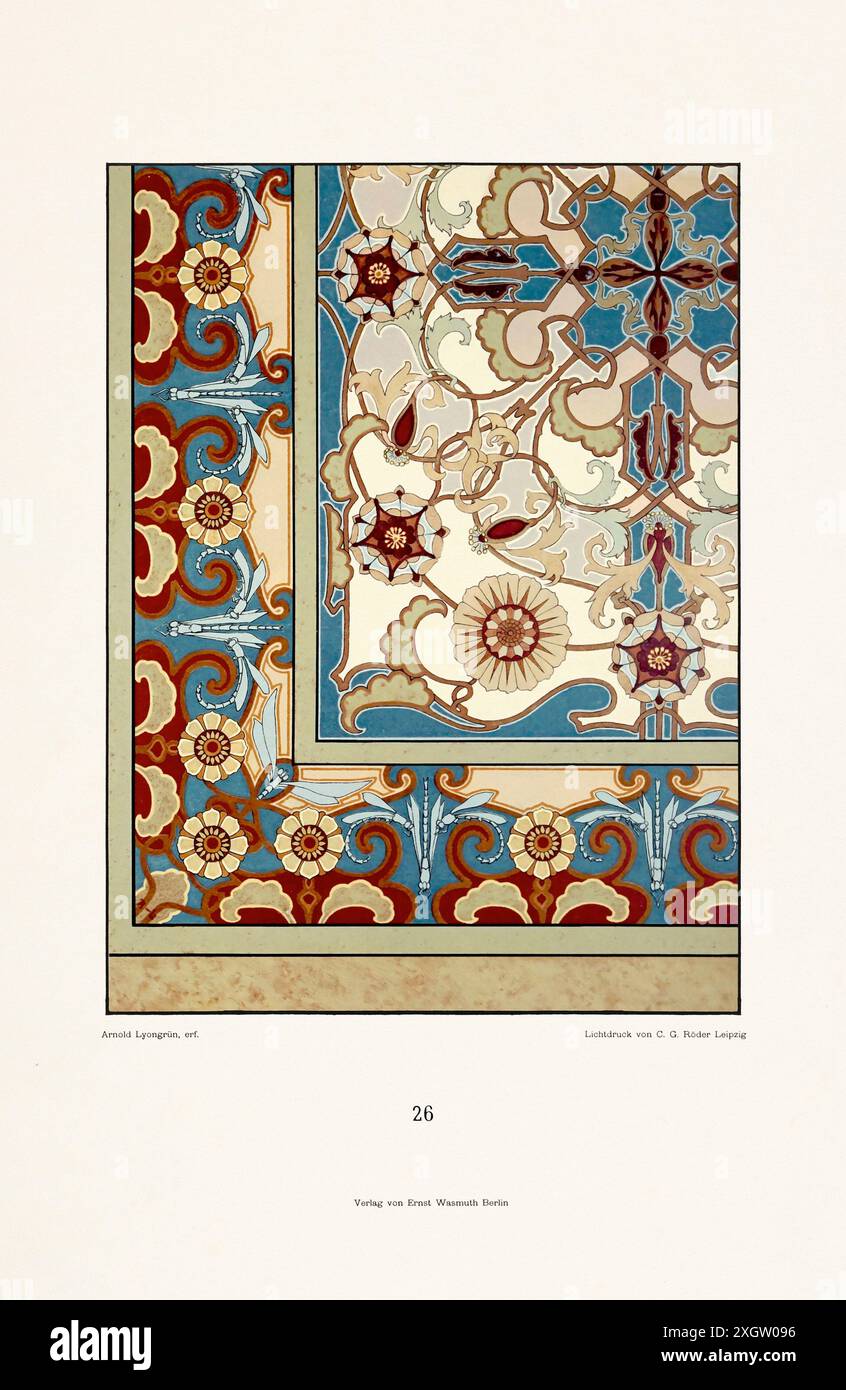 Vintage floral design in Art Nouveau style. Illustration from a German ...