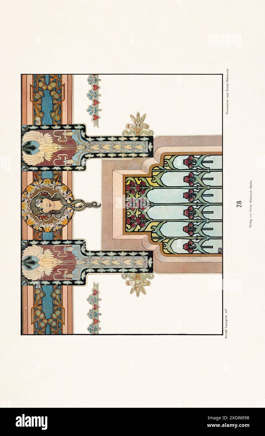 Vintage floral design in Art Nouveau style. Illustration from a German ...