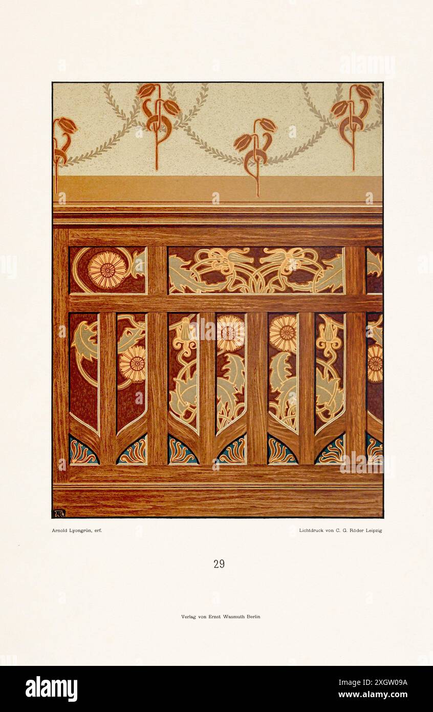 Vintage floral design in Art Nouveau style. Illustration from a German ...