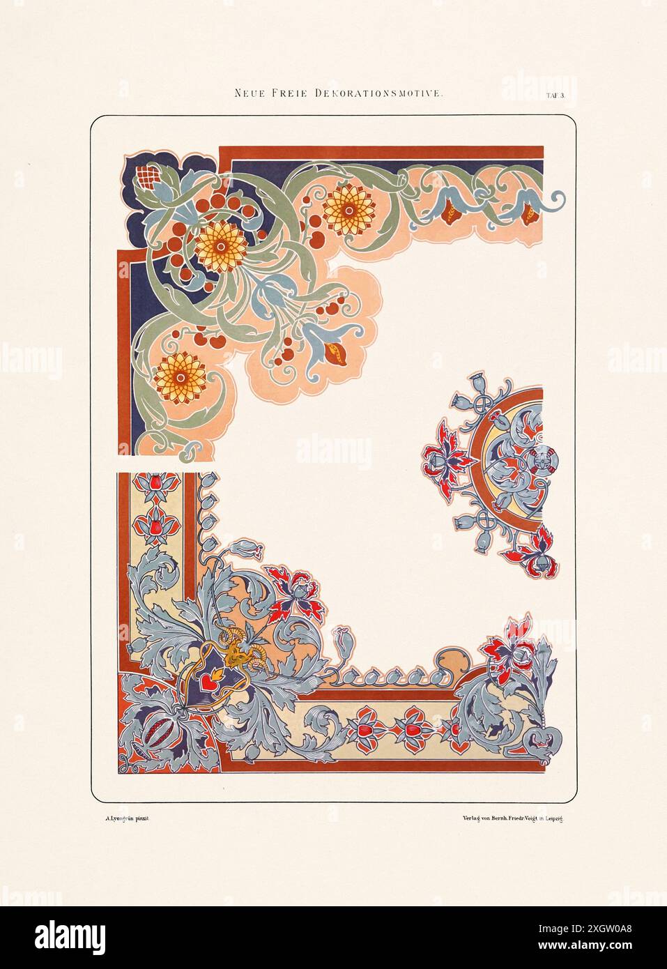 Vintage floral design in Art Nouveau style. Illustration from a German ...