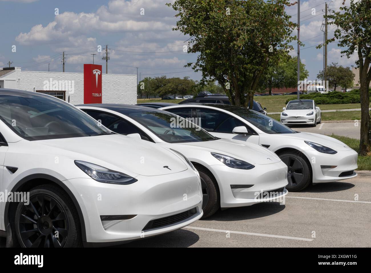 Indianapolis - July 7, 2024: Tesla EV electric vehicles display. Tesla ...