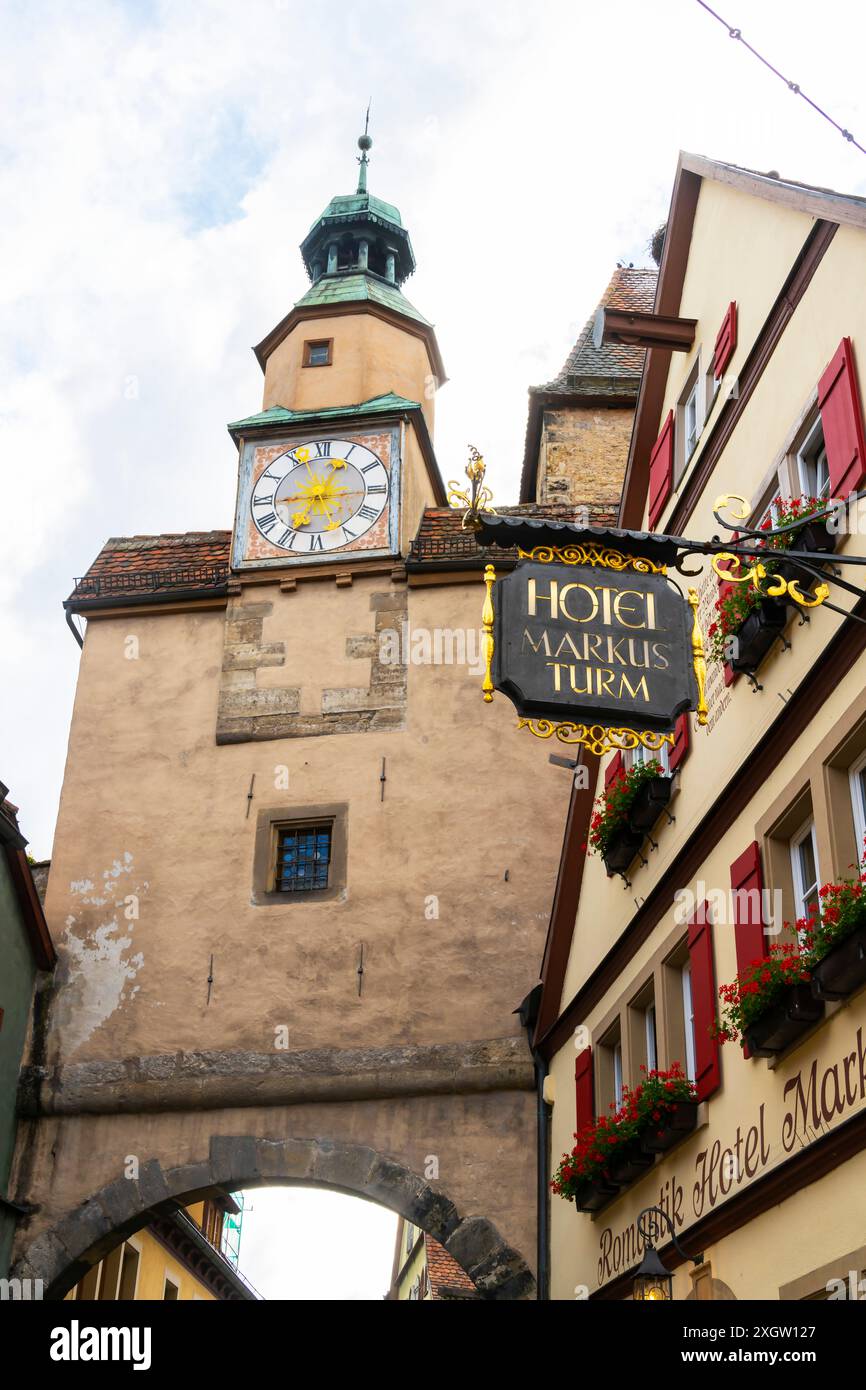 Marcus Tower and the Roder Arch on Rothenburg ob der Tauber; Bavaria ...
