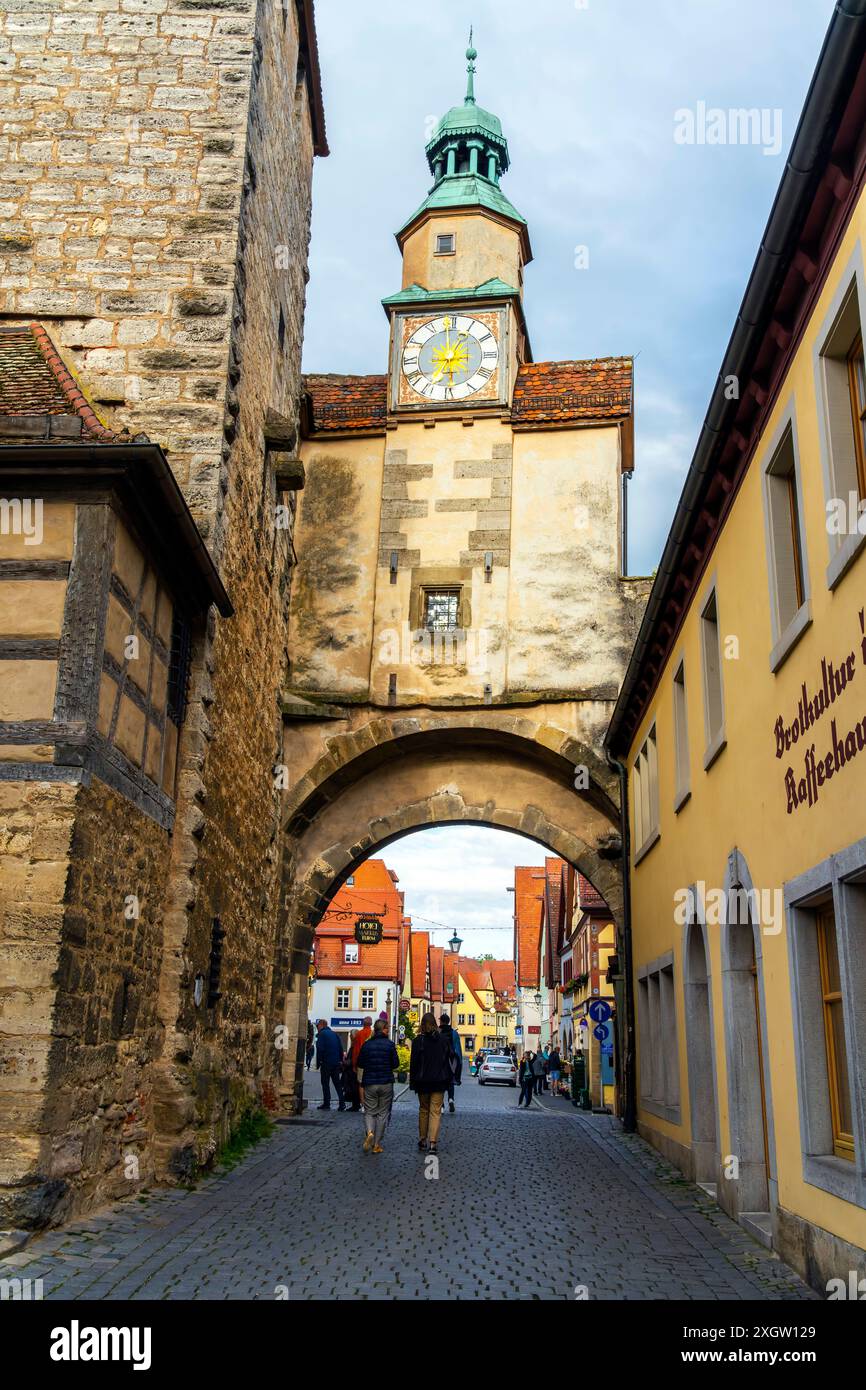 Marcus Tower and the Roder Arch on Rothenburg ob der Tauber; Bavaria ...