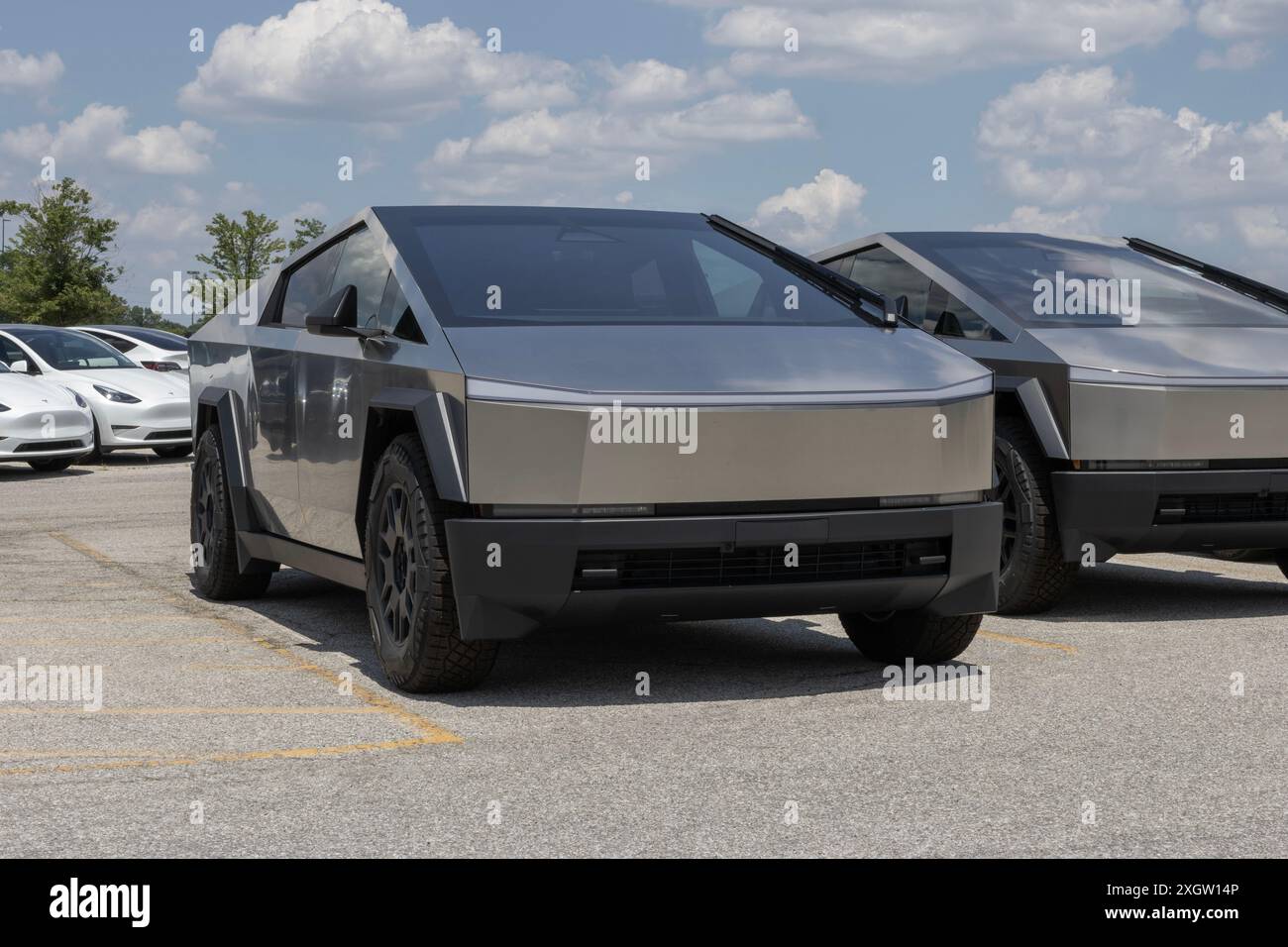 Indianapolis - July 7, 2024: Tesla Cybertruck display at a dealership ...