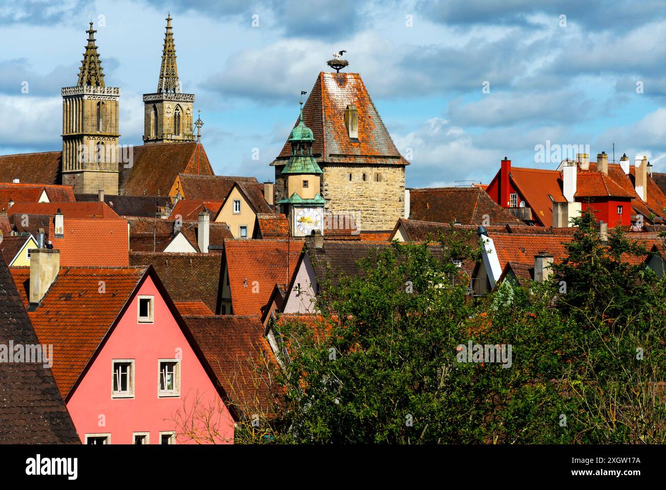 View of St. Jacob’s Church from the city wall in Rothenburg ob der ...