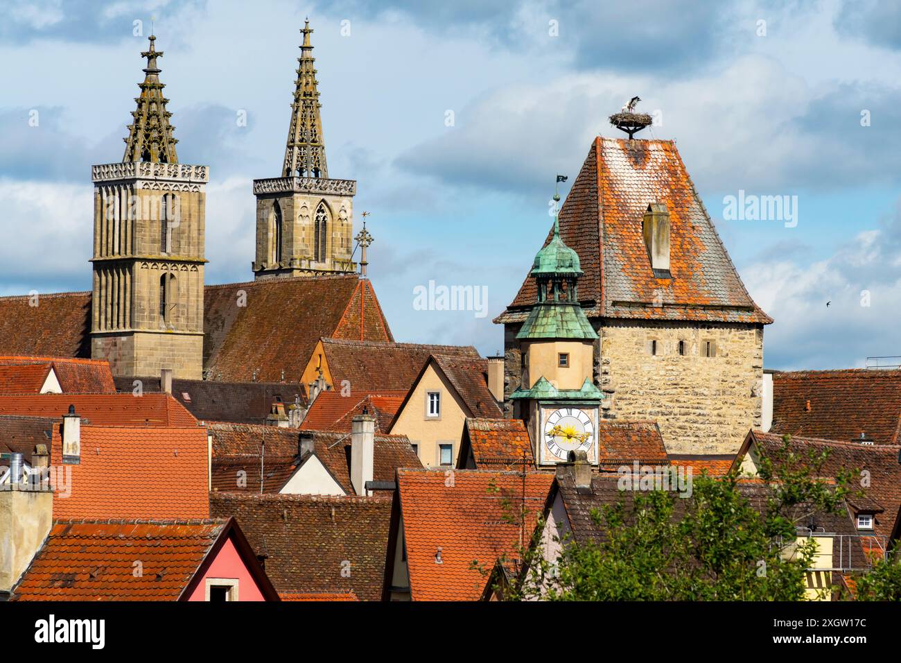 View of St. Jacob’s Church from the city wall in Rothenburg ob der ...