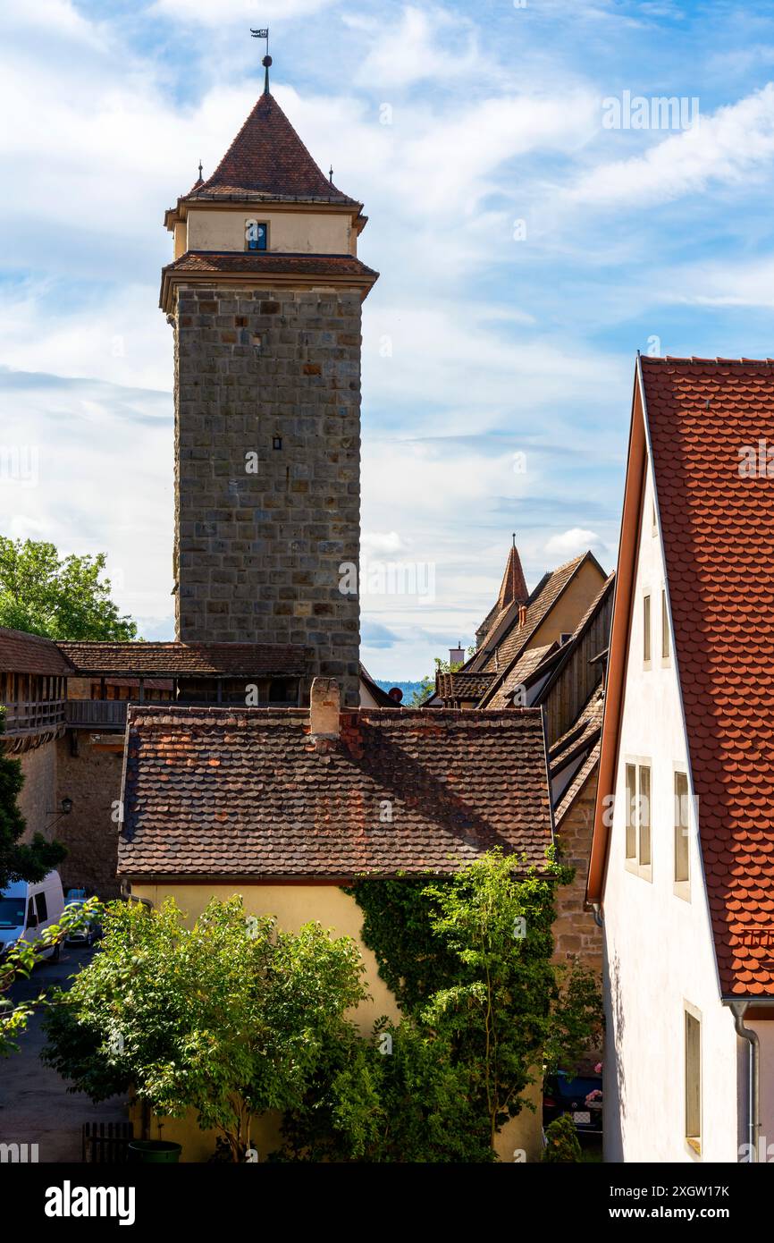 Tauber Tower in Rothenburg ob der Tauber; Bavaria, Germany. It is ...