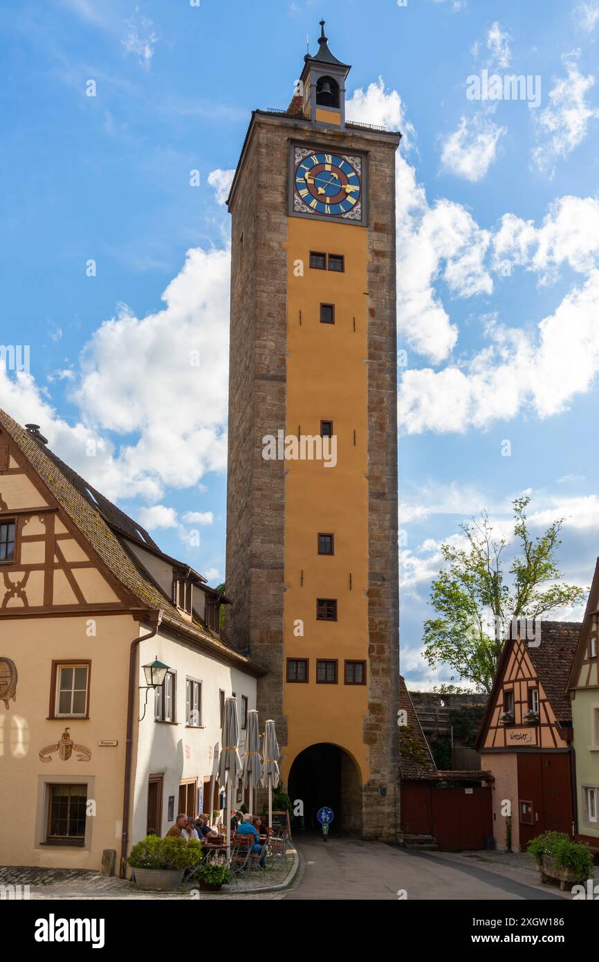 Clock tower in Rothenburg ob der Tauber, Bavaria, Germany. It is famous ...