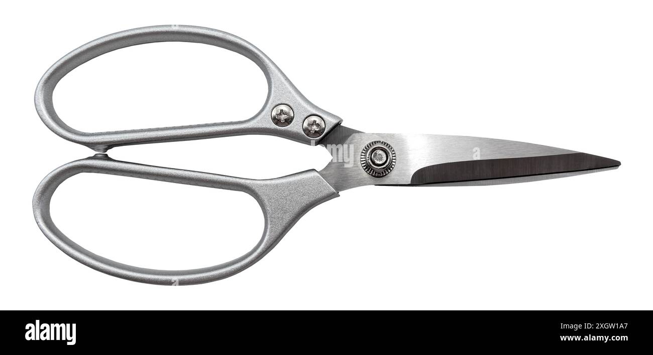 Stationery scissors on a white background for office work. Tailor's or ...