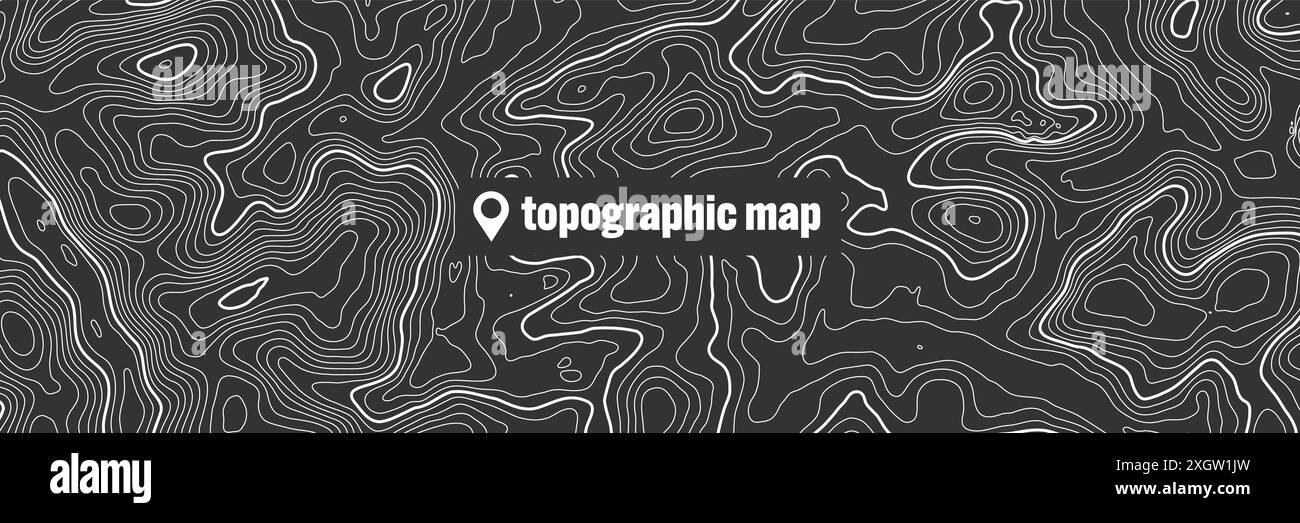 Topographic map with contour lines. Geographic terrain grid, relief ...
