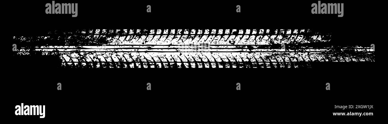 Grunge tire track, wheel braking marks. White truck, car or motorcycle ...