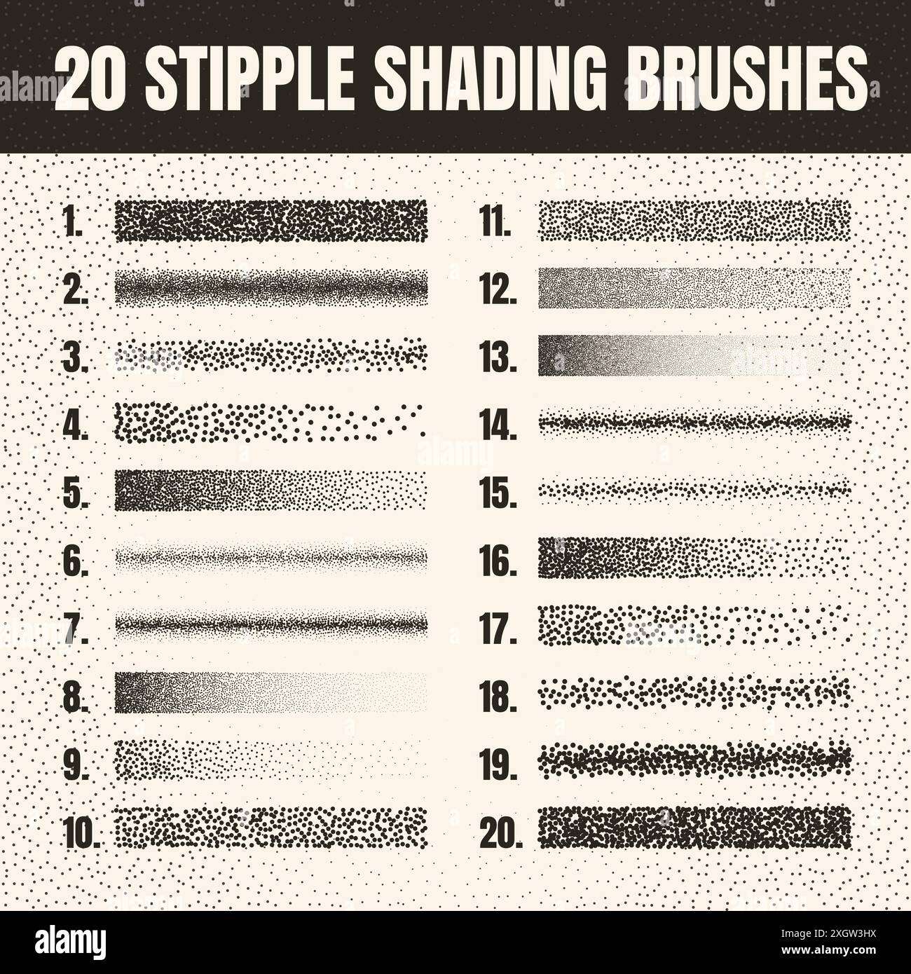 Stipple scatter brush, ink drawing and texturing. Fading gradient ...