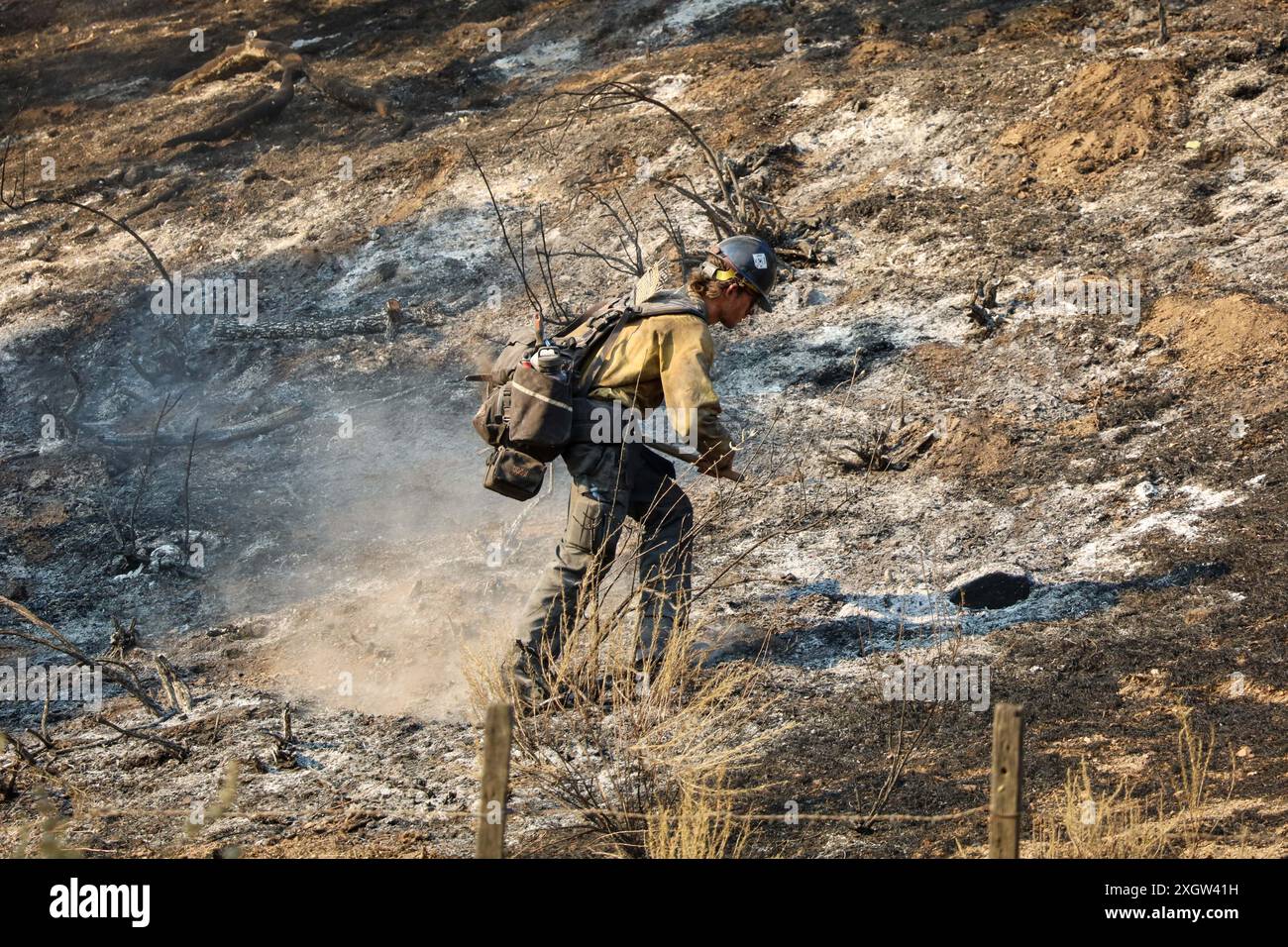 Santa Ynez, California, USA. 8th July, 2024. Fire Crews mopping up ...