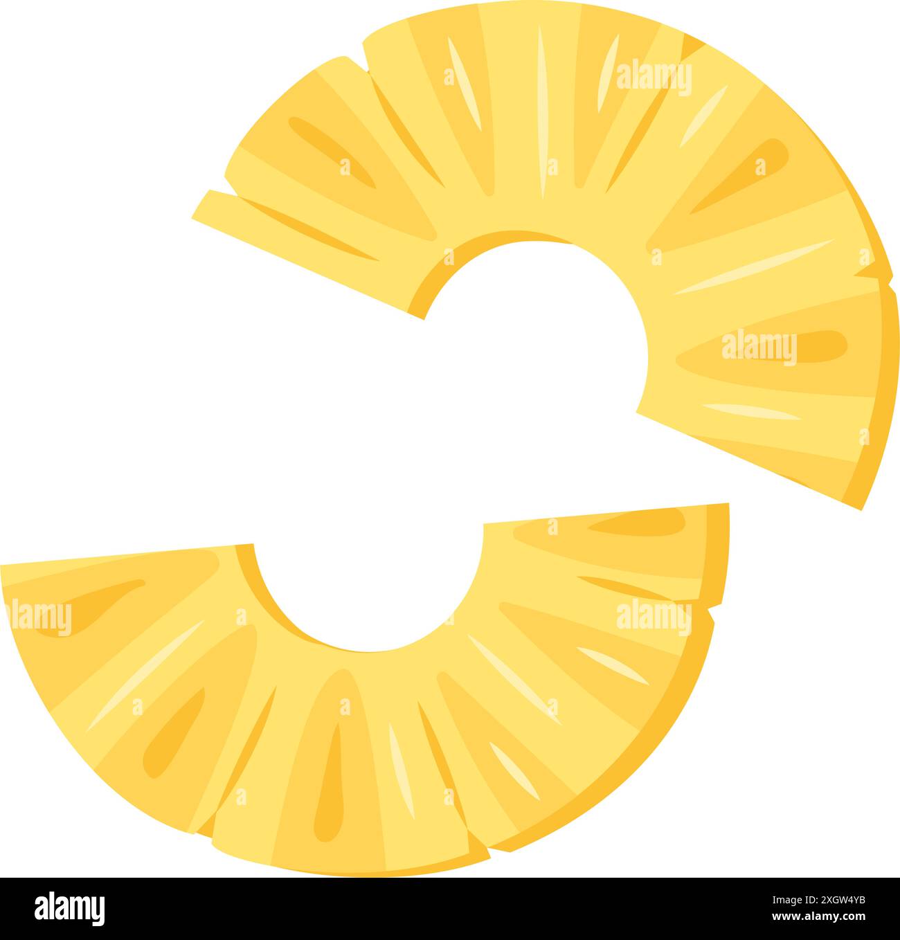 Fresh yellow pineapple ring halves slice icon set. Healthy vegetarian ...