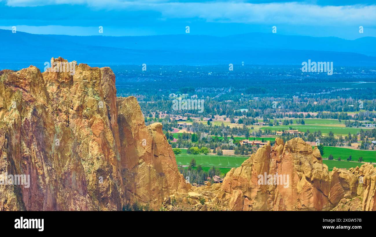 Dramatic Rock Formations and Serene Valley Aerial View Stock Photo - Alamy