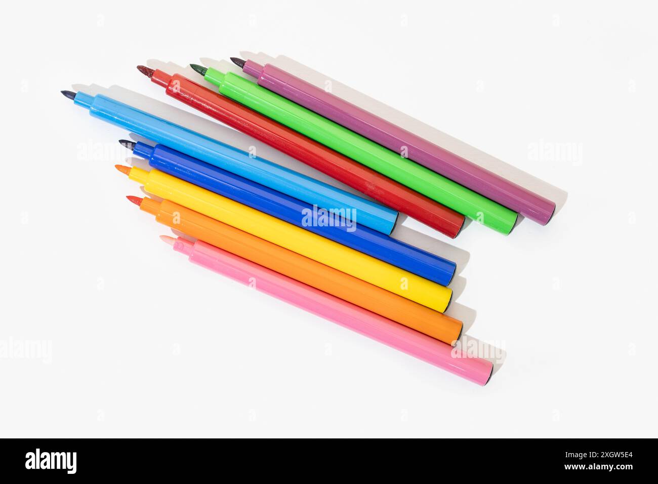 Group of Coloring markers with shadow isolated on white background ...