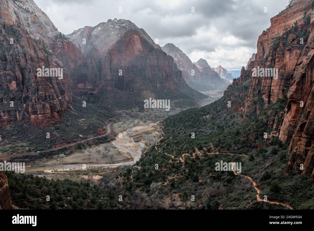 View of the amazing canyon in Zion National Park from the West Rim ...