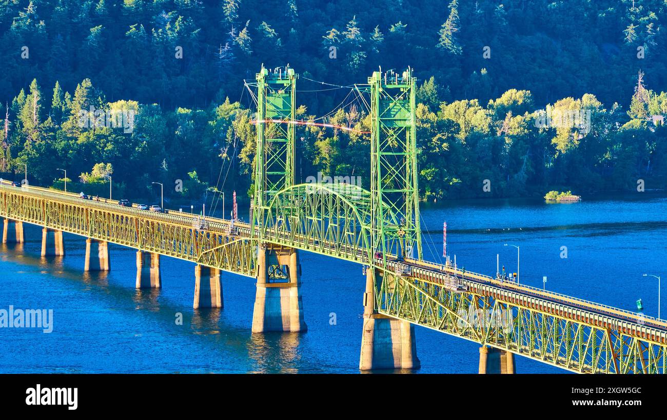 Aerial View of Hood River Bridge Spanning Lush Forest Stock Photo - Alamy