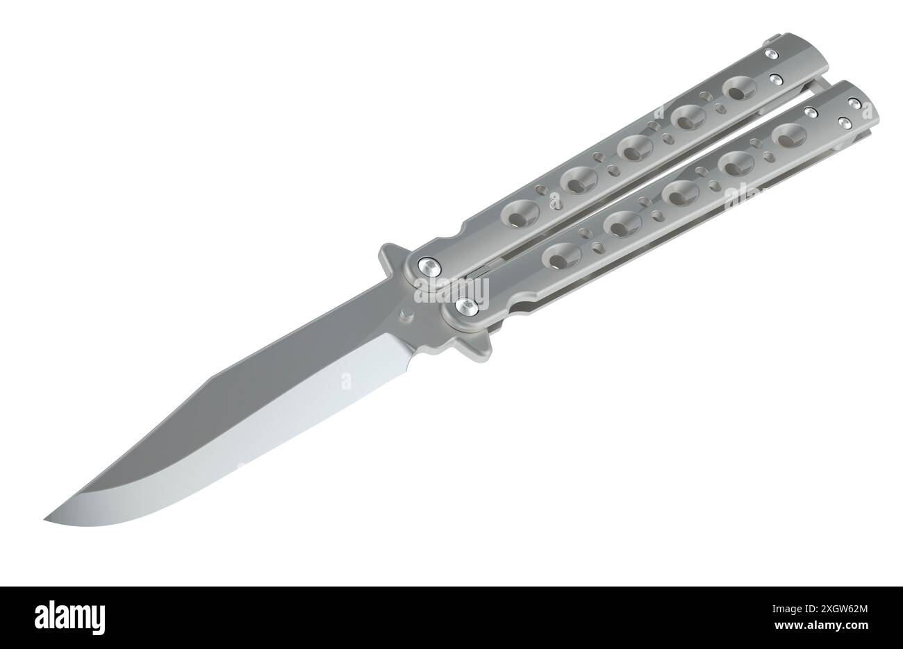 Butterfly knife, balisong. 3D rendering isolated on white background ...