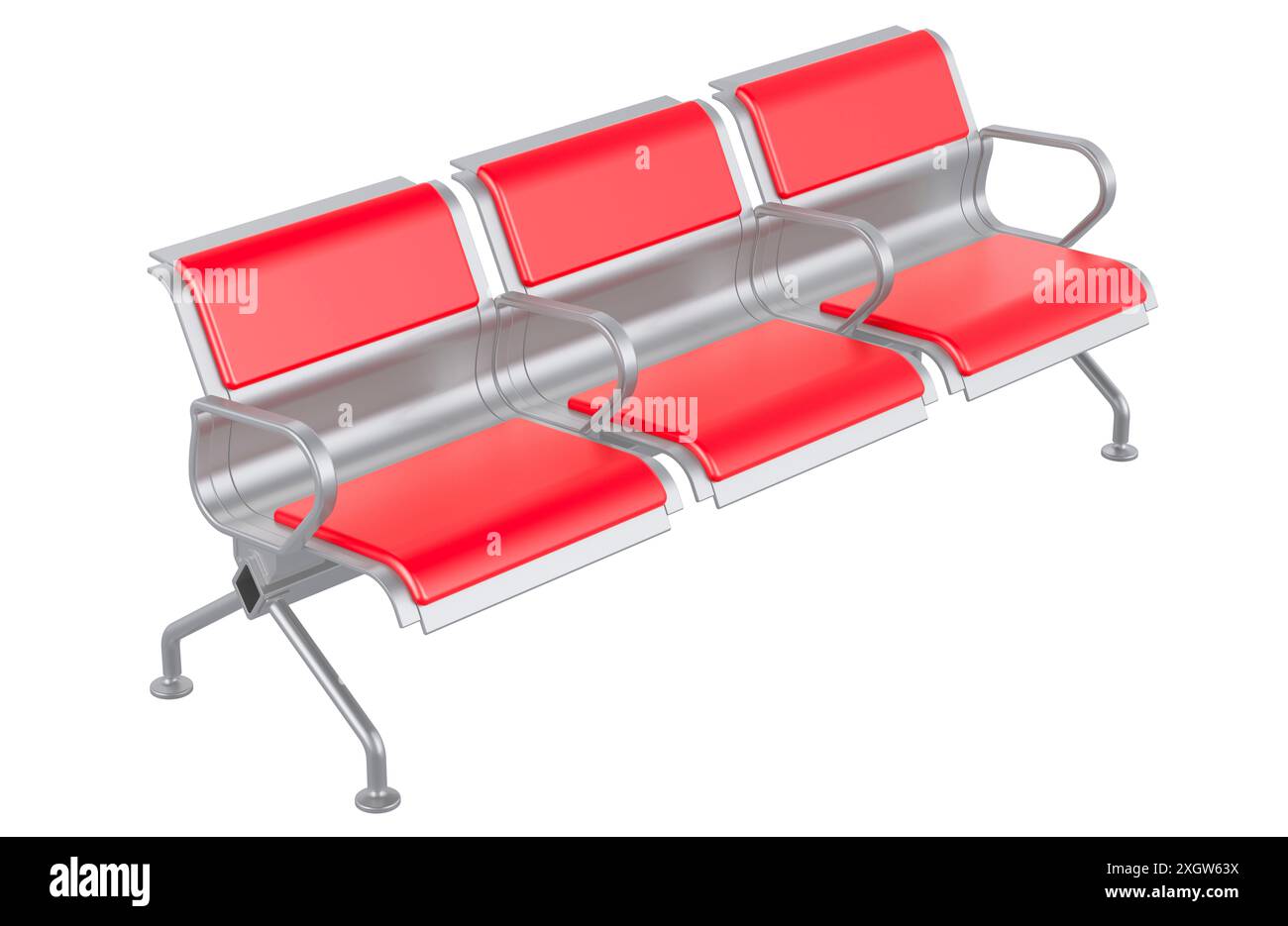 Red bench or chairs for waiting room, 3D rendering isolated on white ...