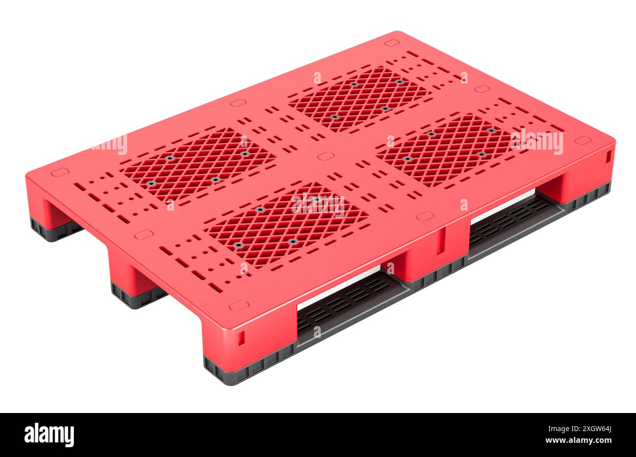 Red Plastic Pallet. 3D rendering isolated on white background Stock ...