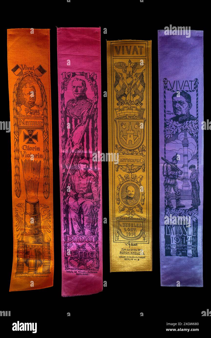 Vivat ribbons / Vivatbänder, silk ribbon celebrating German WW1 ...