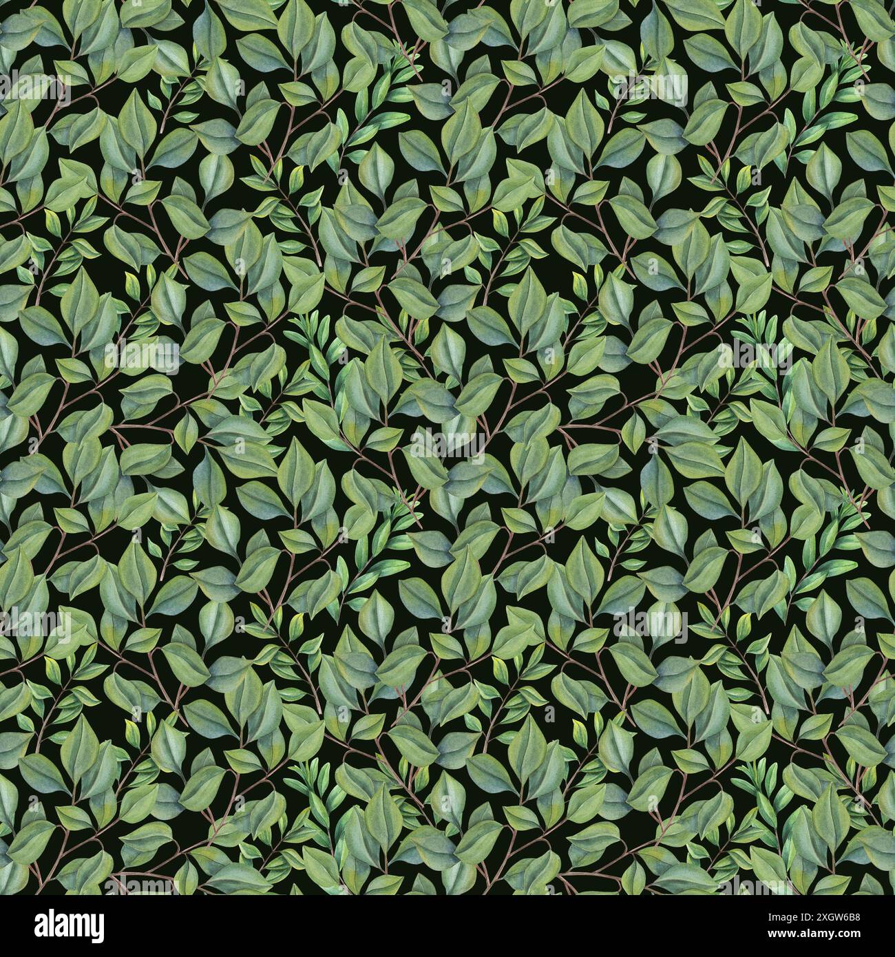 Green fresh abstract leaves. Seamless pattern of lush foliage. Forest ...