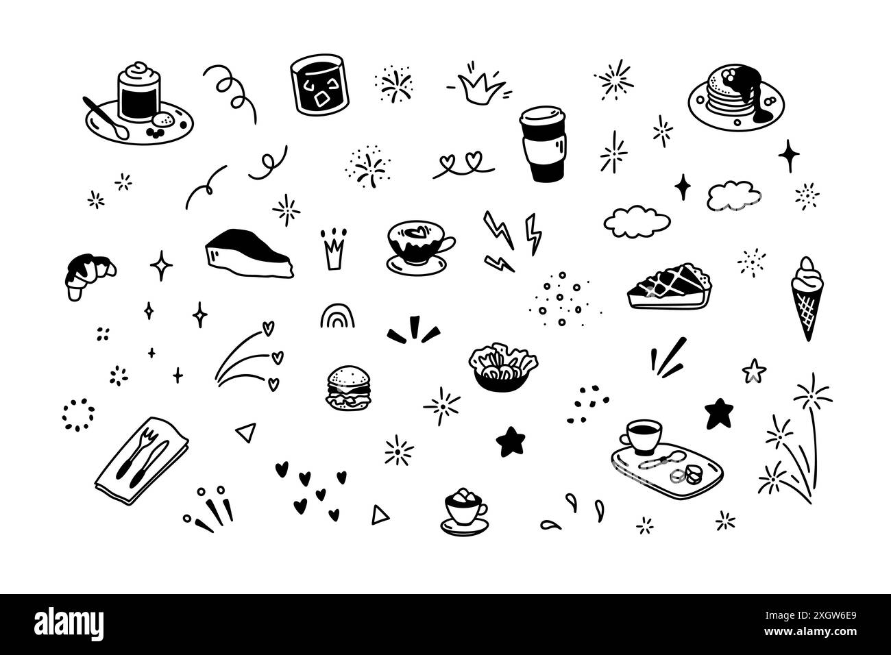 Cafe doodle Stock Vector Images - Alamy