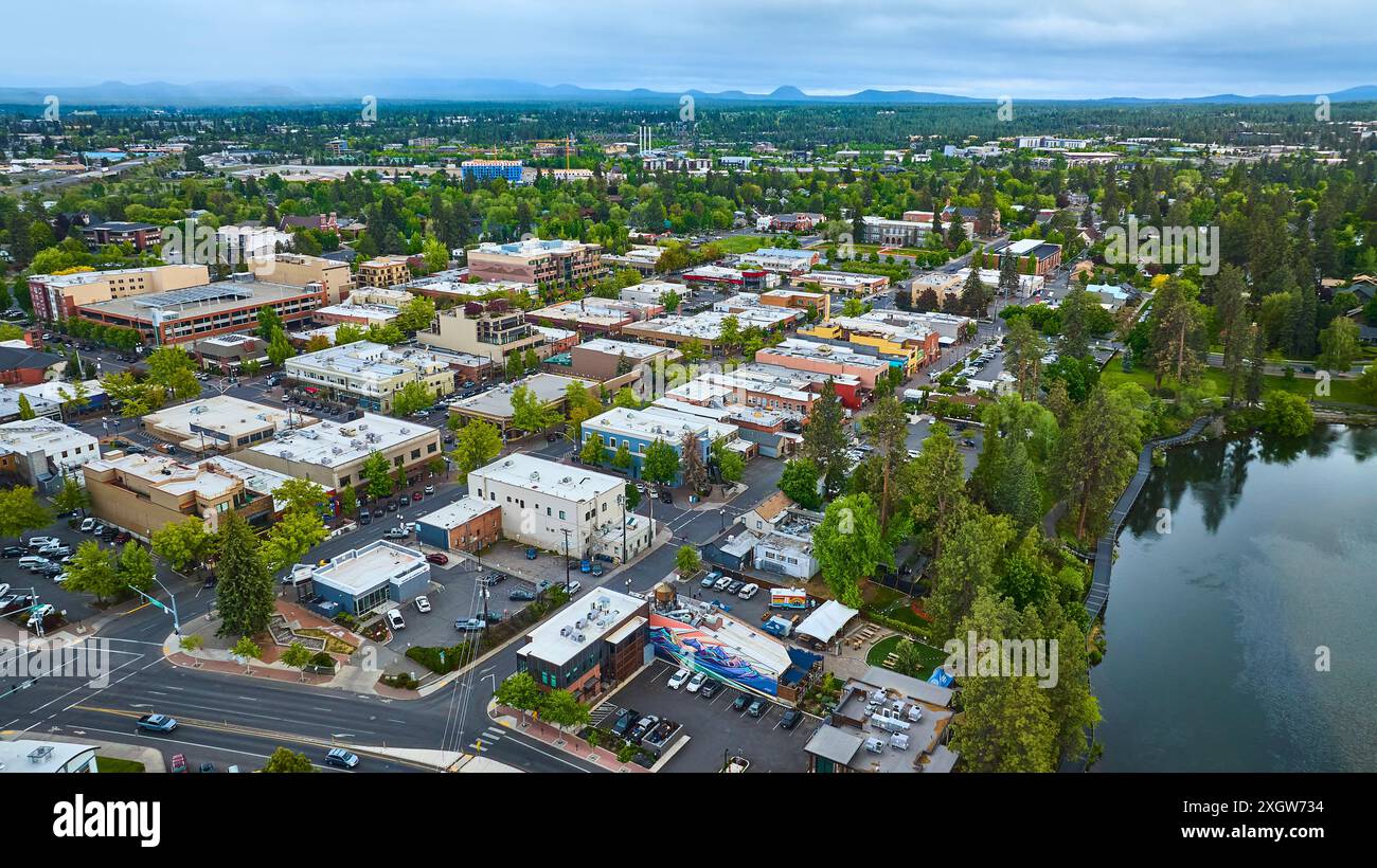 Aerial View of Bustling Bend Oregon Urban and Natural Landscapes Stock ...