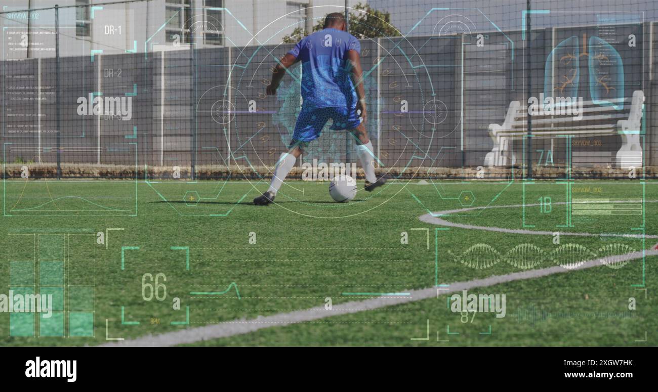 Image of interface processing data over african american male ...