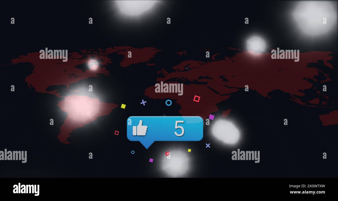 Image of speech bubble with increasing number of likes, thumbs up signs ...