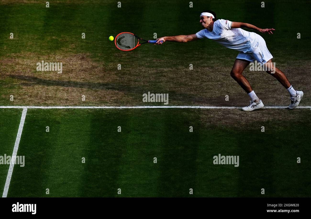 Taylor Fritz in action against Lorenzo Musetti (not pictured) on day ...