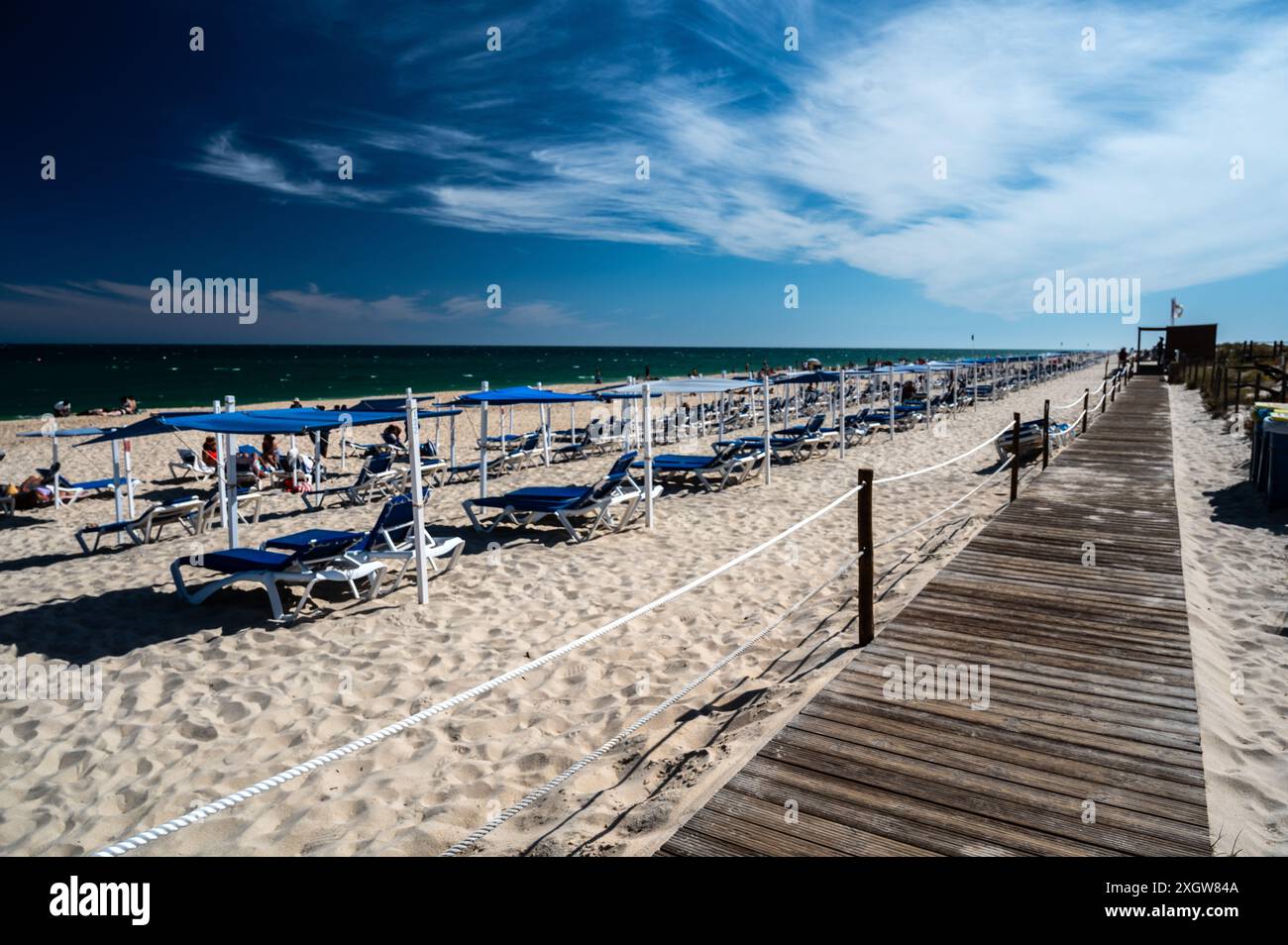 Praia do Barril near in the town of Tavira, Algarve, south of Portugal ...