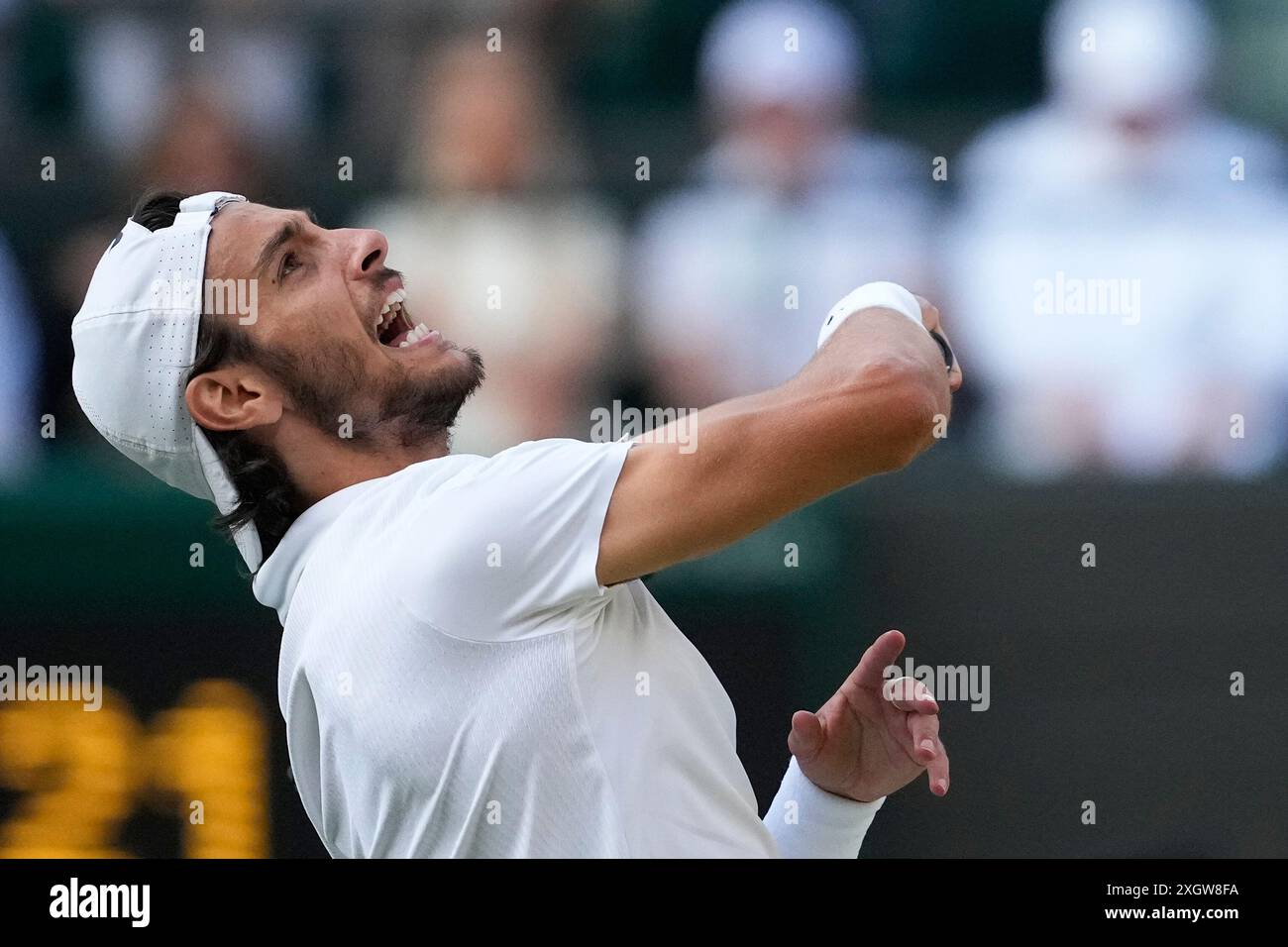 Lorenzo Musetti of Italy celebrates after defeating Taylor Fritz of the ...