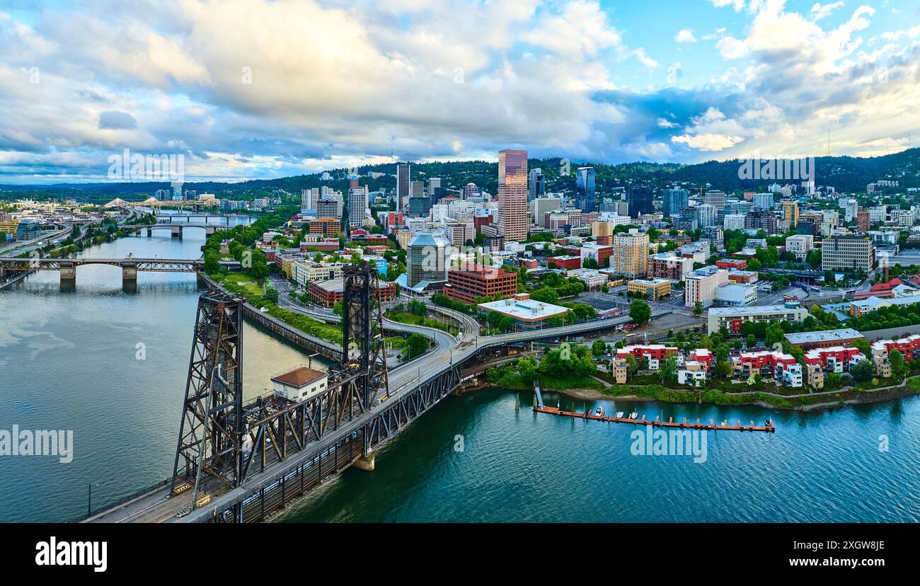 Portland aerial steel bridge hi-res stock photography and images - Alamy