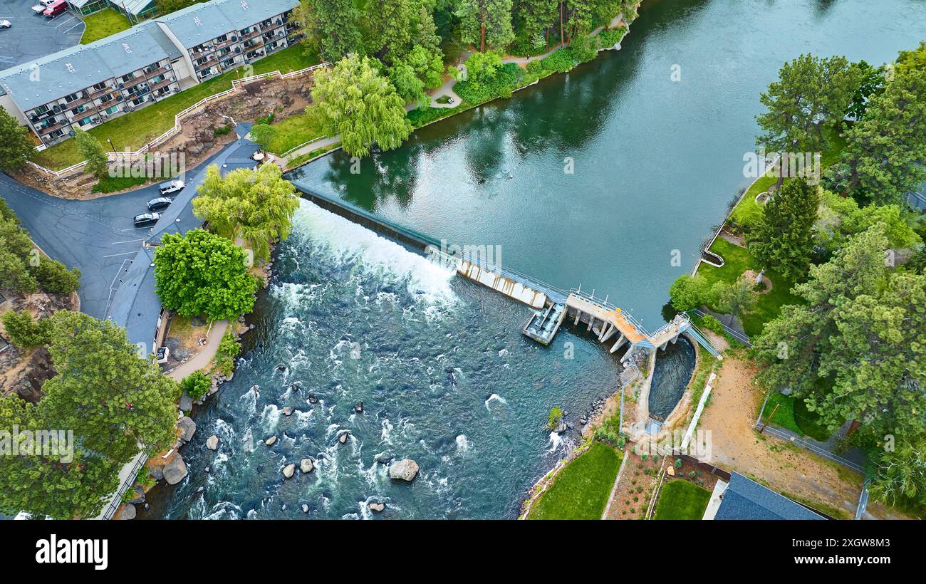 Aerial View of Recirculating Currents and Residential Area in Verdant ...