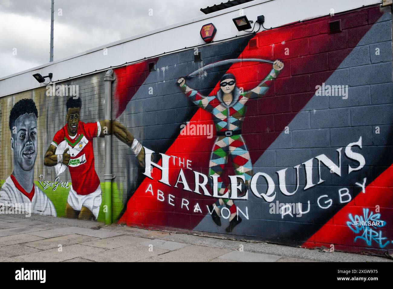 Port Talbot, Wales. 6 July 2024. A mural of the Aberavon Harlequins RFC ...