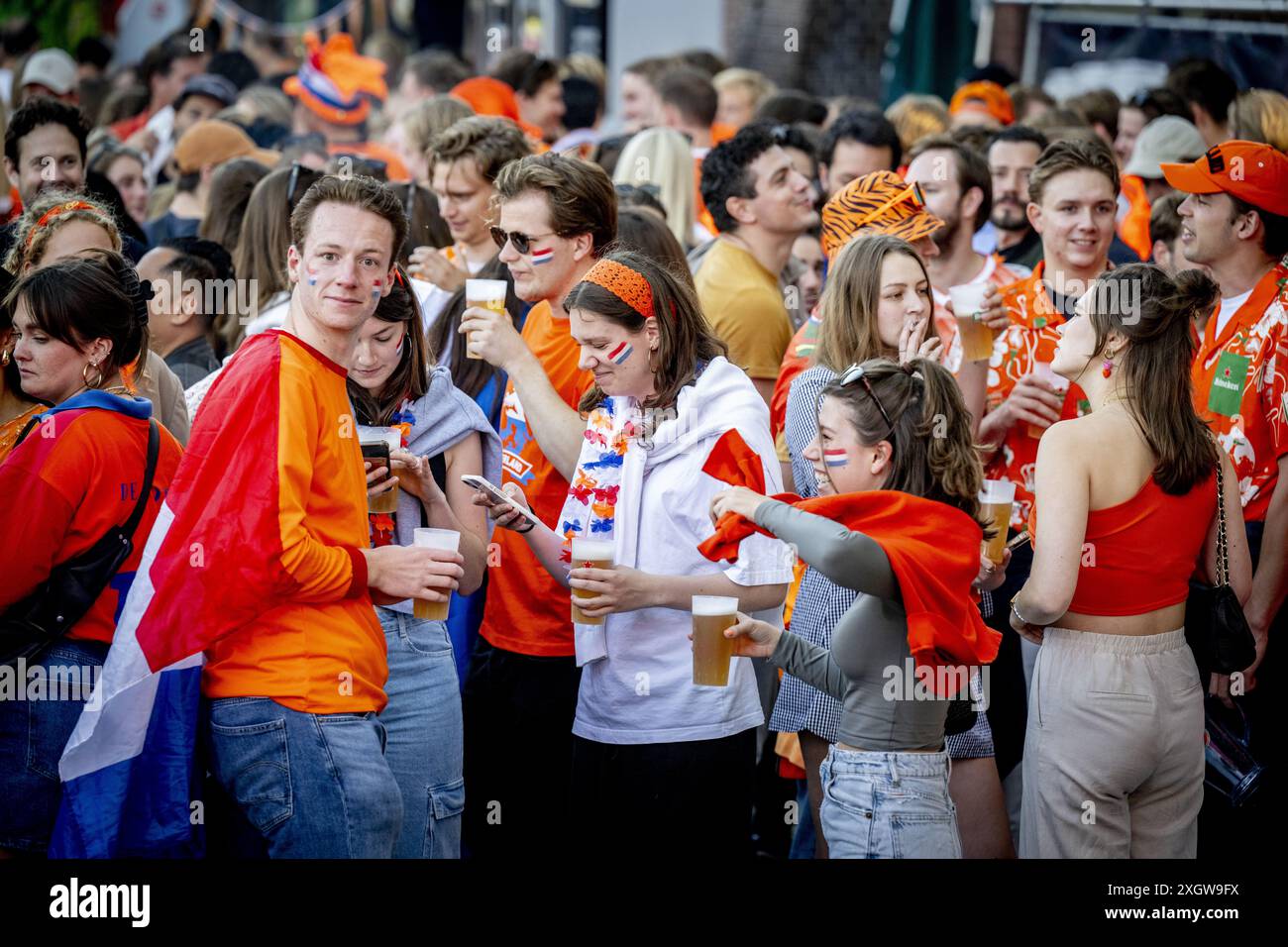 AMSTERDAM - 10/07/2024, Dutch fans in the run-up to the semi-final at ...