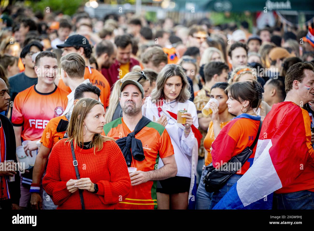 AMSTERDAM - 10/07/2024, Dutch fans in the run-up to the semi-final at ...