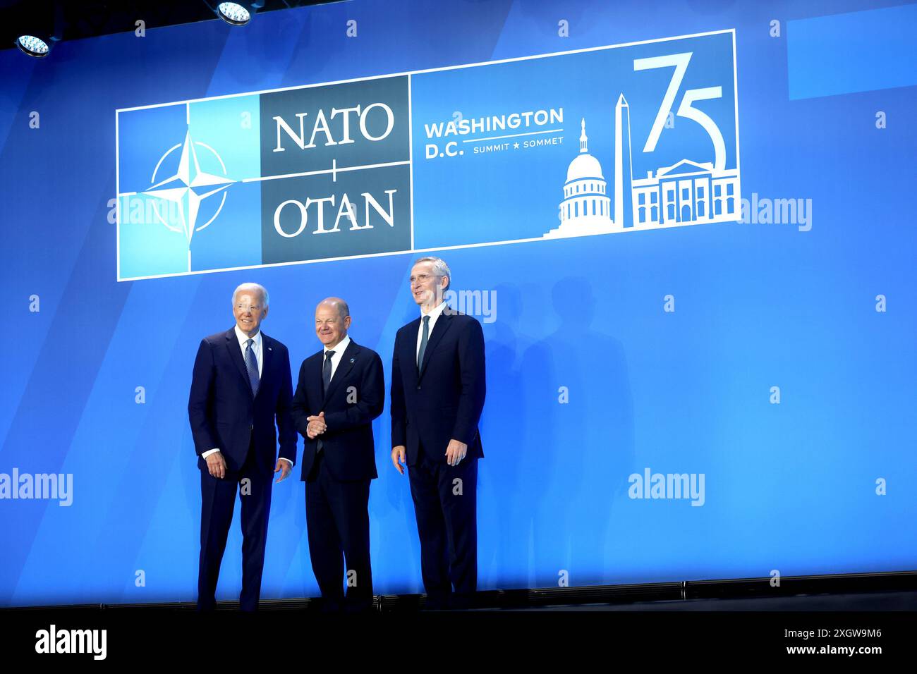 US President Joe Biden, from left, Olaf Scholz, Germany's chancellor ...