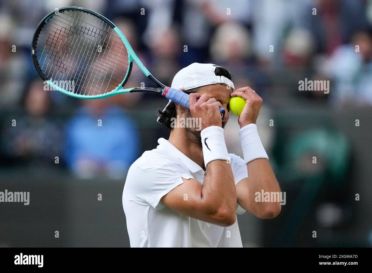 Lorenzo Musetti of Italy celebrates after defeating Taylor Fritz of the ...