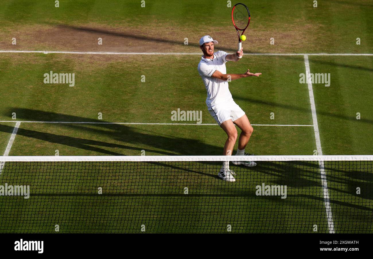 Jamie Murray in action in the mixed doubles on day ten of the 2024 ...
