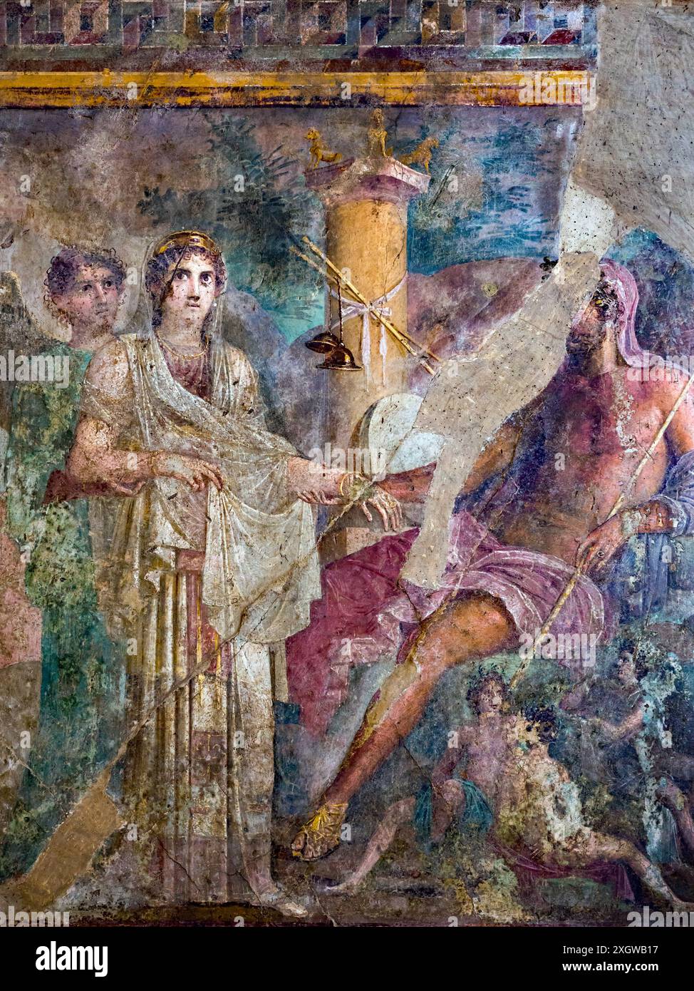 Wedding of Zeus and Hera on an antique fresco from Pompeii Stock Photo ...