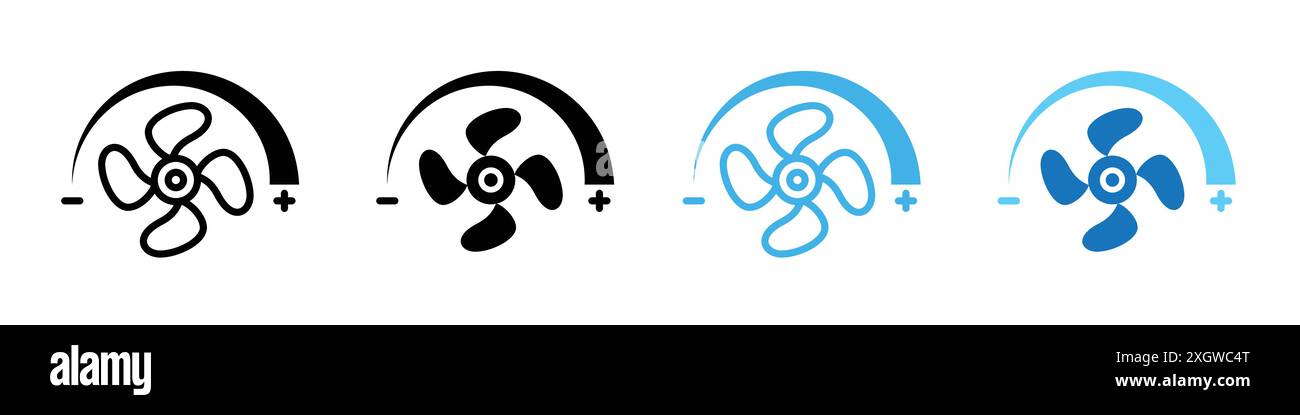 Adjustable speed icon logo sign vector outline in black and white color ...