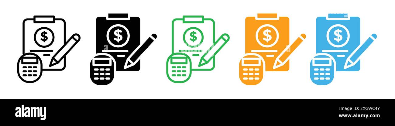 Accounting icon logo sign vector outline in black and white color Stock ...