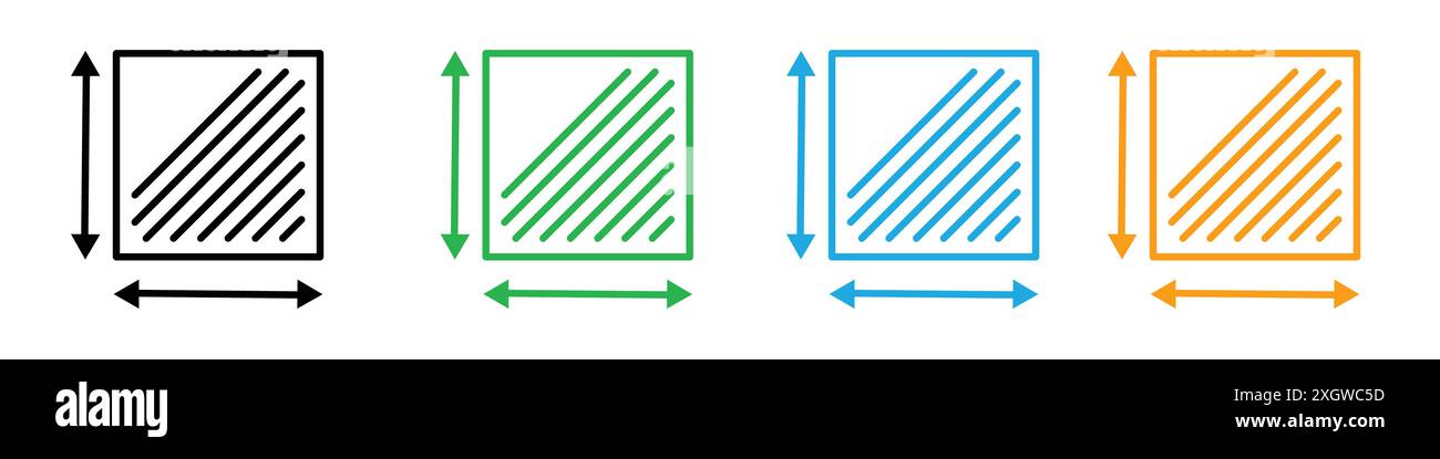 Area and dimension icon logo sign vector outline in black and white ...