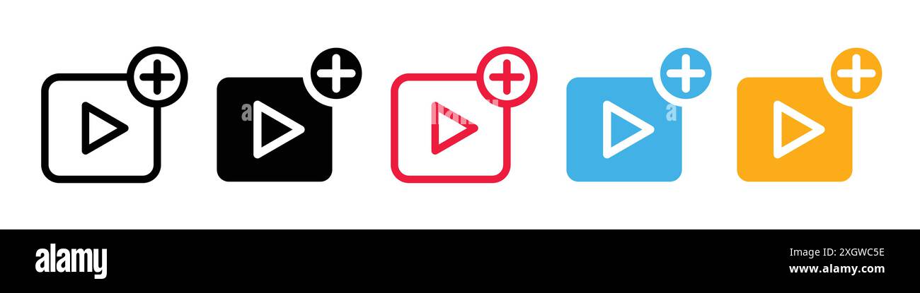 Add video icon logo sign vector outline in black and white color Stock ...