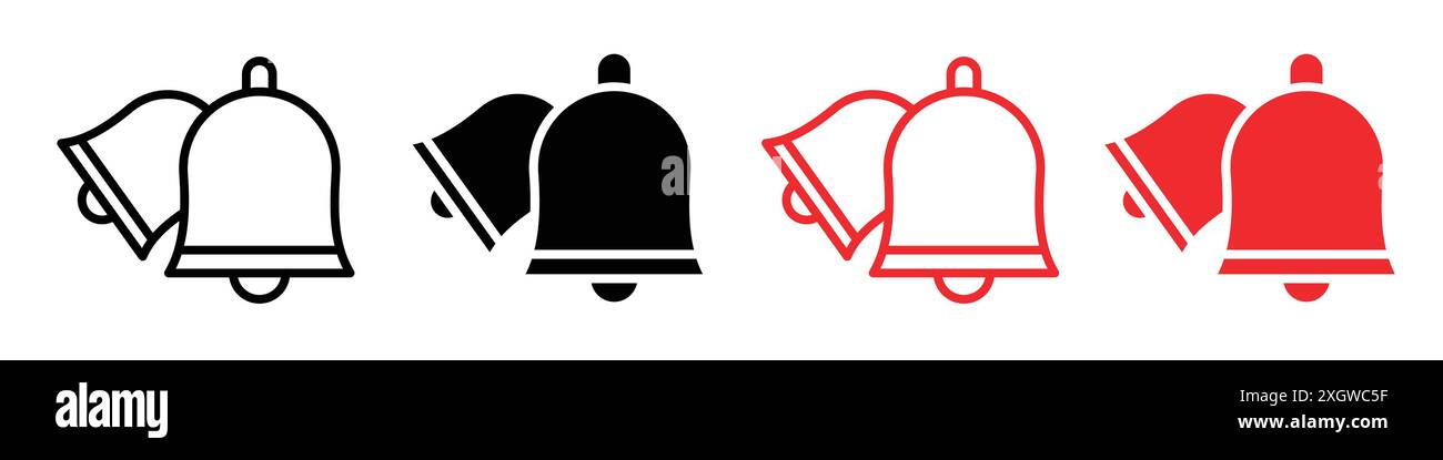 Bell icon logo sign vector outline in black and white color Stock ...