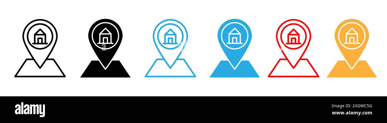 Address icon logo sign vector outline in black and white color Stock ...